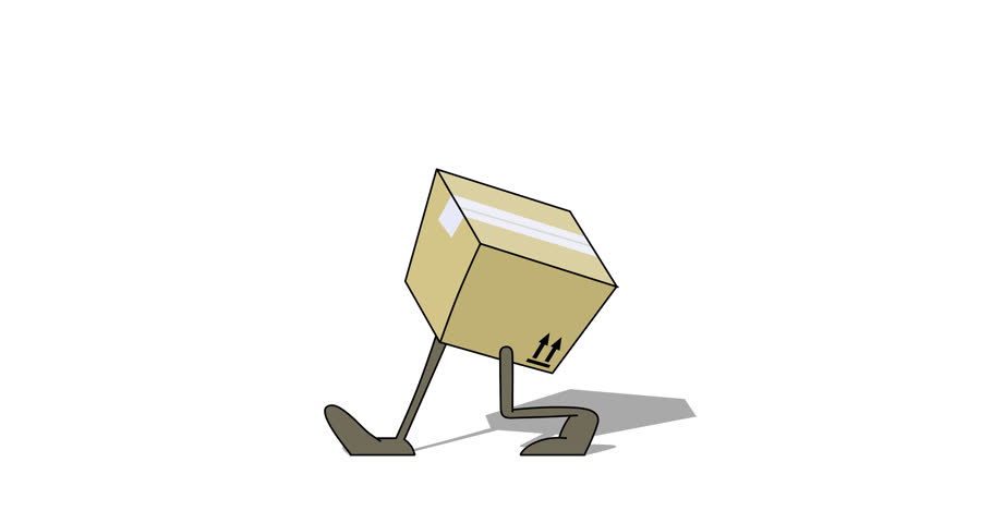 Video stock a tema the walking cardboard box. classical animation ...