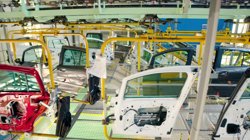 Car Manufacturing Industry. Assembly Line Stock Footage Video (100% ...