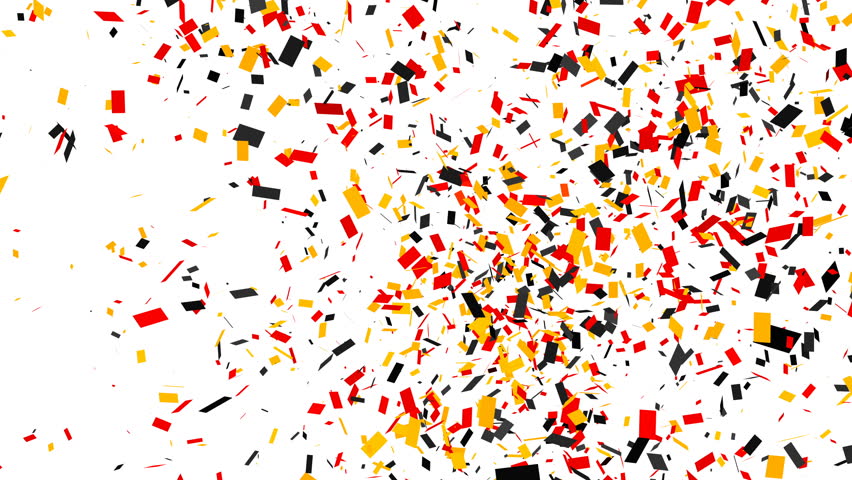 Multicolored Confetti Falling On White Wall. Celebration Party With ...