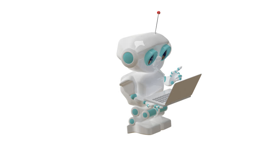 Stock video of 3d animation robot with laptop with | 32652598 ...