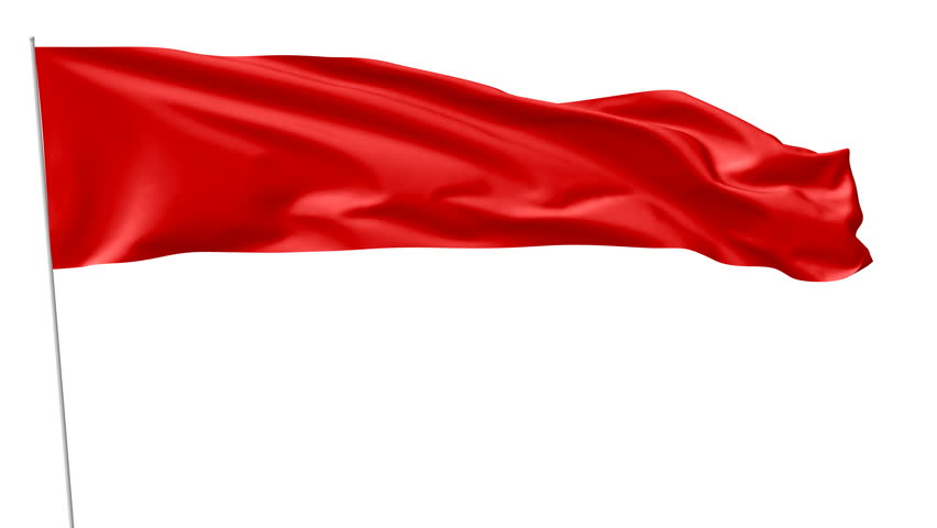Long Blank Plain Red Flag On Flagpole Flying And Waving In The Wind, 3D ...