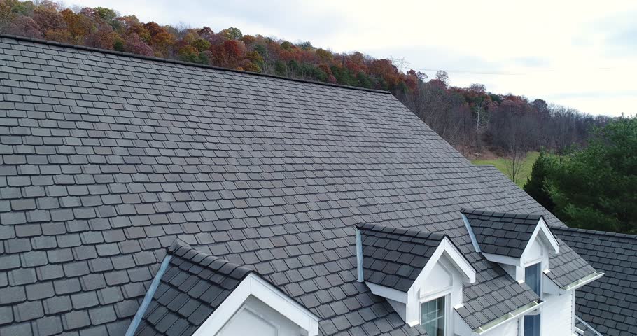 Roofing Worker Stacks Shingles. Back View. Stock Footage Video ...
