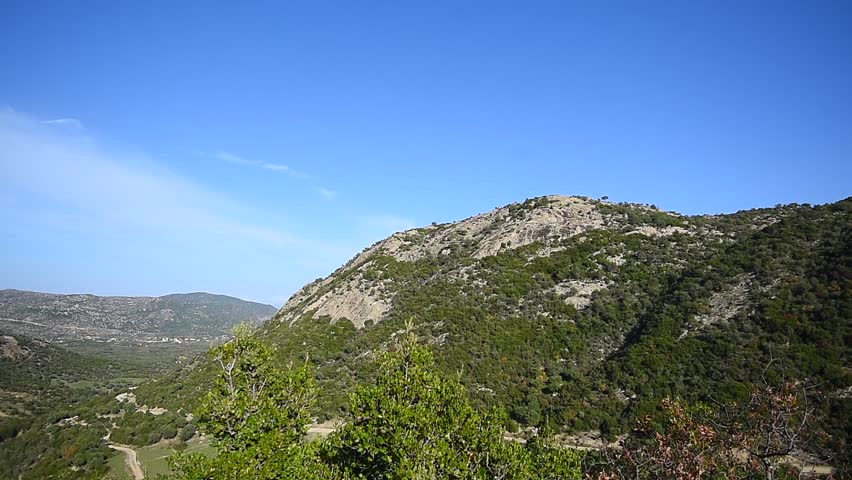 Greek Countryside Landscape Overview Mountains,skyline.A Locked Down ...