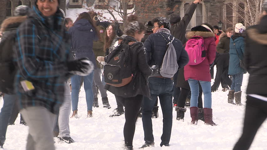 Waterloo Ontario, Canada February 2015 Diverse People Walking In ...
