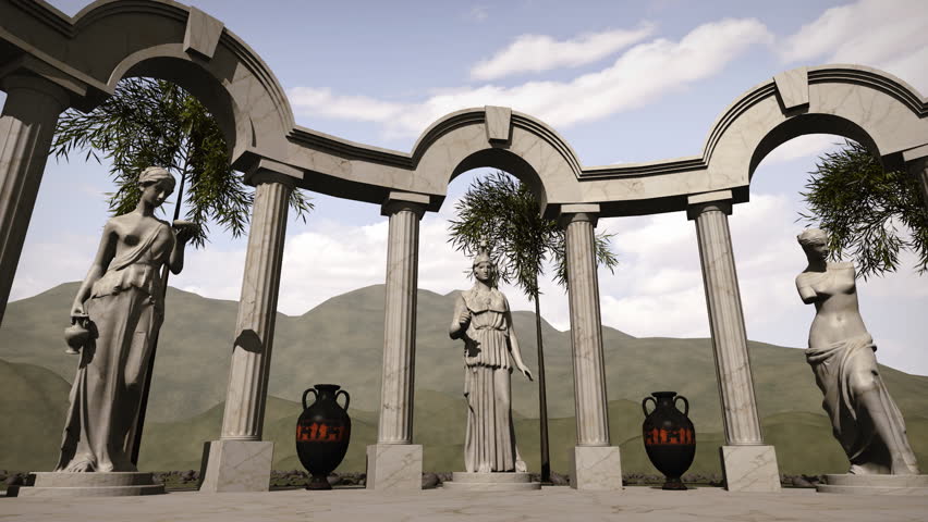 Ancient Greek Temple with Sculptures Stock Footage Video (100% Royalty ...