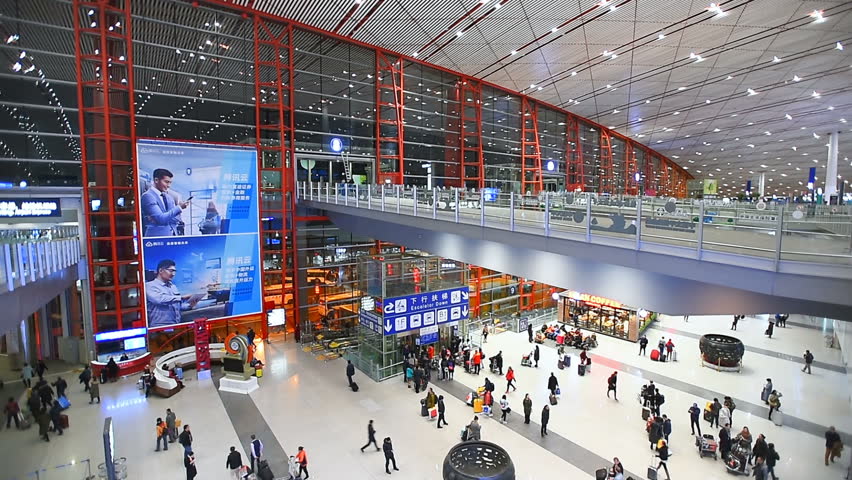 Beijing,China. Jun,14,2012. Timelapse Clip Of Airport Terminal Interior ...