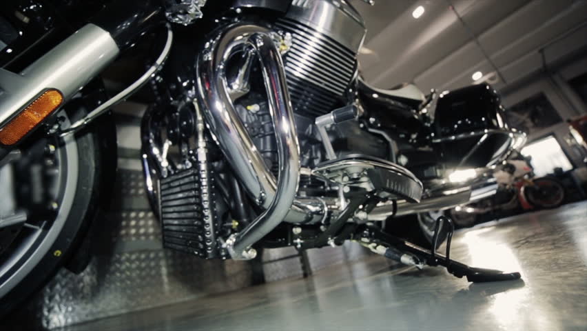 Shiny and Chromed Motorcycle On Stock Footage Video (100% Royalty-free ...