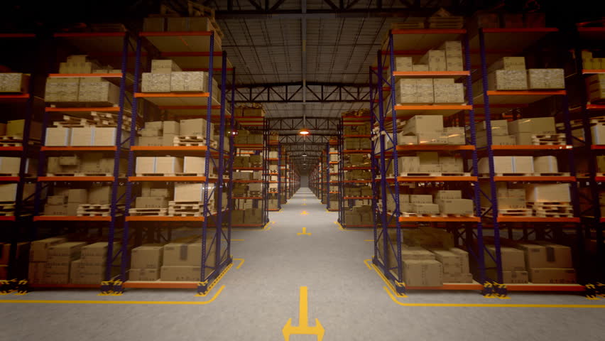 Warehouse Interior 3d Loopable Animation. Stock Footage Video (100% ...
