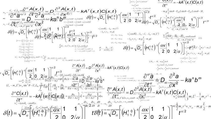Stock video of mathematical equations blueprint fly through background ...