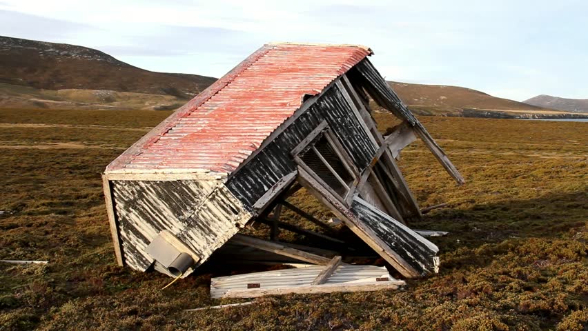 Old Collapsed Hut, Falkland Island Stock Footage Video (100% Royalty ...