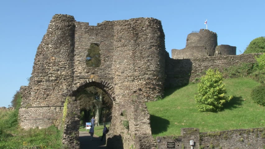 The Motte And Bailey Medieval Launceston Castle In Cornwall. Stock ...