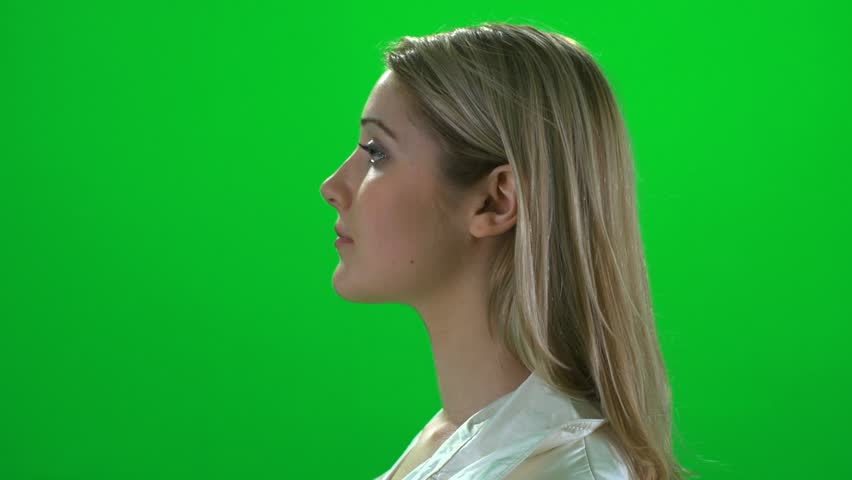 Profile View Of Attractive Blond Young Caucasian Women With Long Hair ...