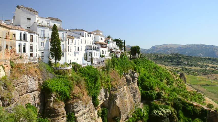 Ronda, Spain. Panoramic View Of The Old City Of Ronda, The Famous White ...