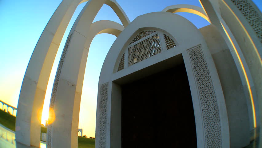 Stock video of symmetrical architecture entrance gate alrumeilah family ...