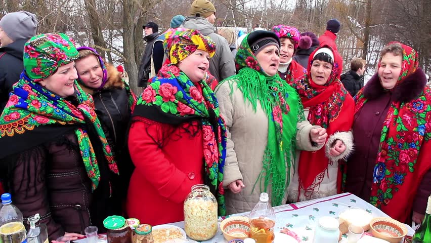 KIEV, UKRAINE, MARCH 6, 2011: Pancake Festival. Woman In Ukrainian ...