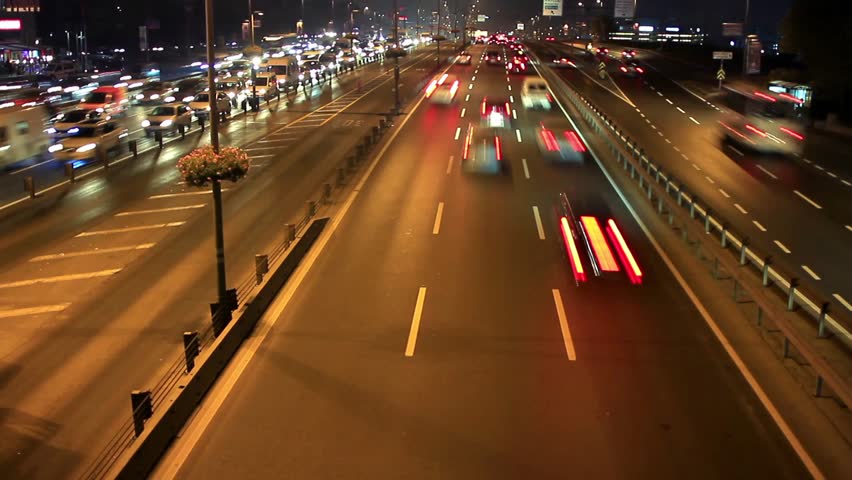 Highway Through City at Night Stock Footage Video (100% Royalty-free ...