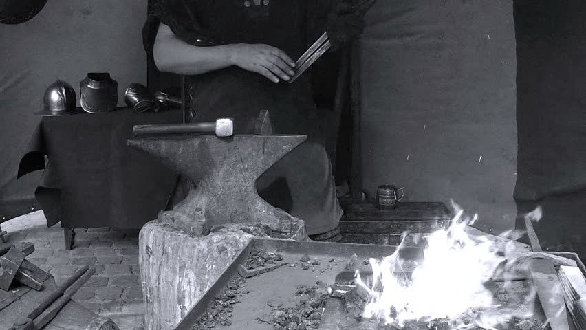 Blacksmith. Medieval Tradition of Making Stock Footage Video (100% ...