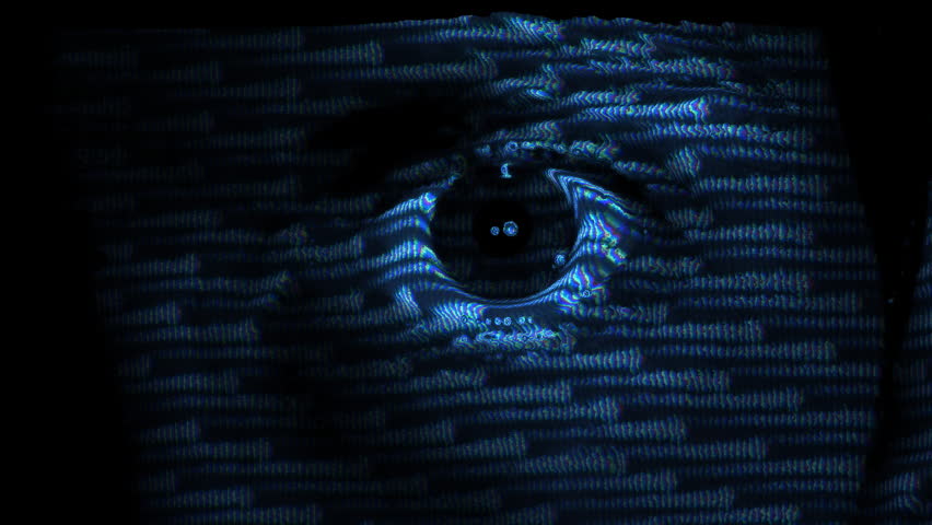 A Laptop Computer With A Technology Screensaver Playing. The Screen ...