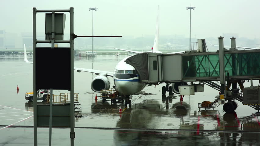 Passengers Walking On Boarding Bridge At Airport Jetway Stock Footage ...