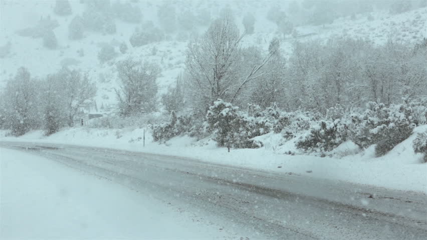 SANPETE, UTAH JAN 2013: Severe Winter Snow Storm Blizzard. White Car ...
