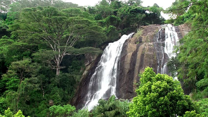 Hunnas Waterfall. Elkaduwa Village, Sri Stock Footage Video (100% ...