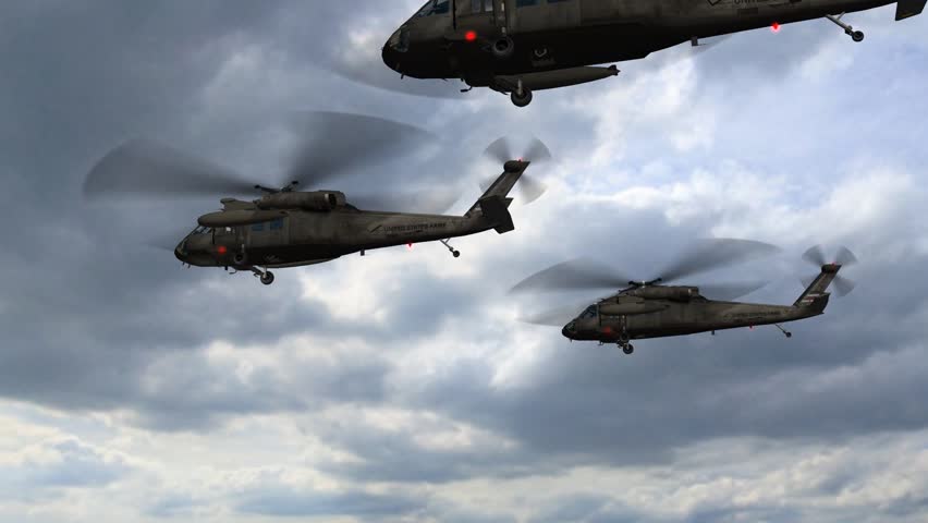 Black Hawk Helicopter Fly Over Stock Footage Video (100% Royalty-free ...