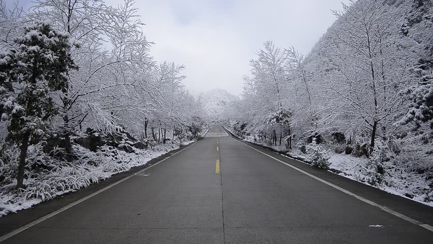 Winter Road in Snowy Forest Stock Footage Video (100% Royalty-free ...