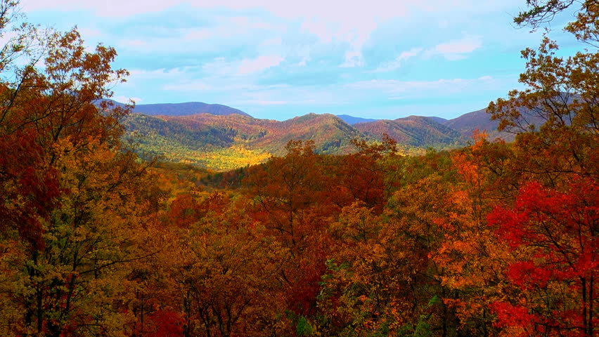 A Beautiful Autumn Scene In The Mountains Of Tennessee Stock Footage ...