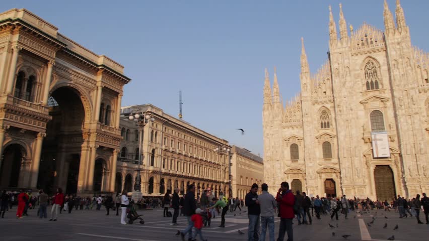Italian Landmarks And Monuments, View Of Milan City, Duomo Square And ...