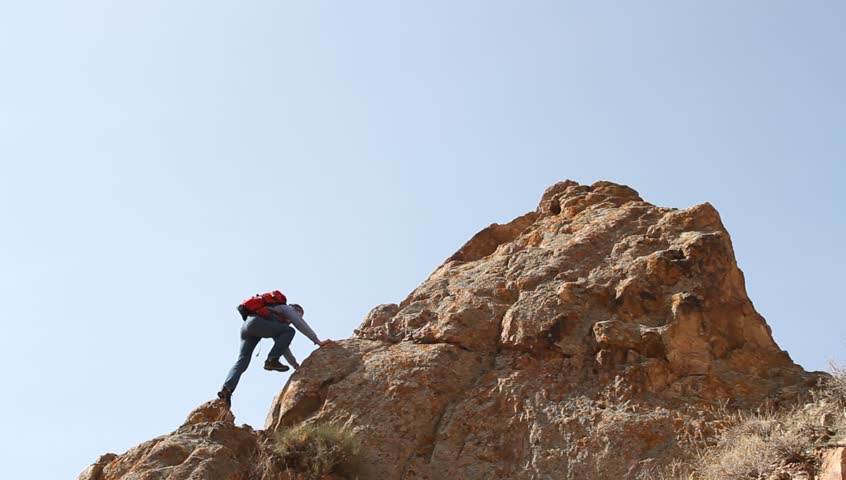 Climber to Reach the Summit Stock Footage Video (100% Royalty-free ...