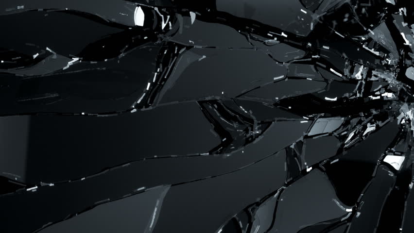 Cracked And Shattered Black Glass With Slow Motion. Alpha Is Included ...