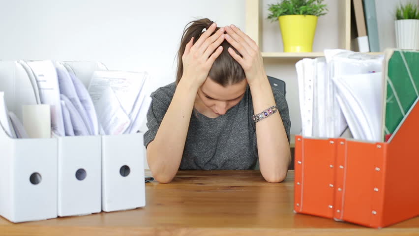 Sad, Overwhelmed By Too Much Paperwork Businessman In The Office Stock ...