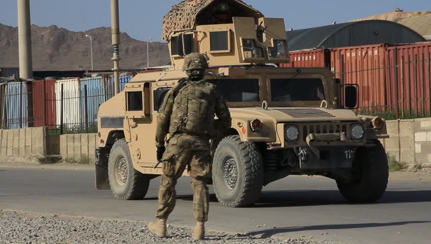 Humvee Stops to Talk with Stock Footage Video (100% Royalty-free ...