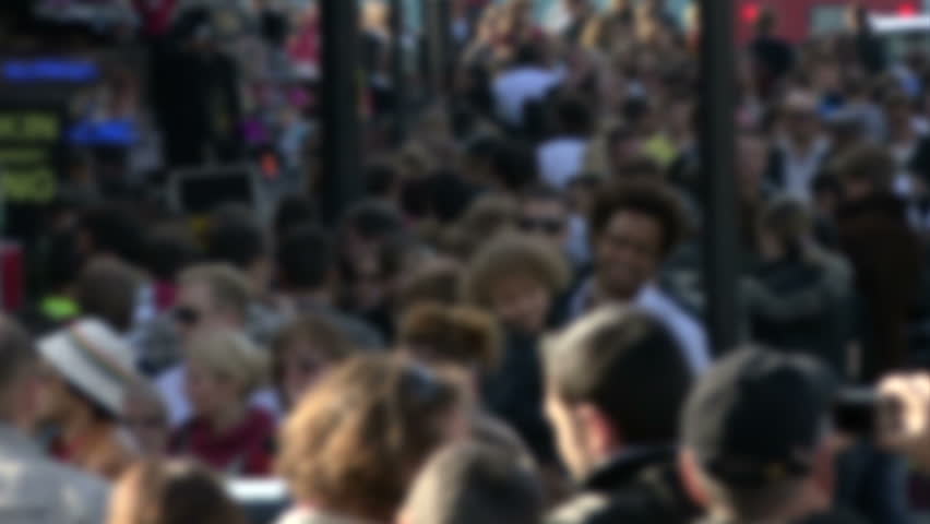 Morning Commuters Walking To Work In A Busy City Environment With ...