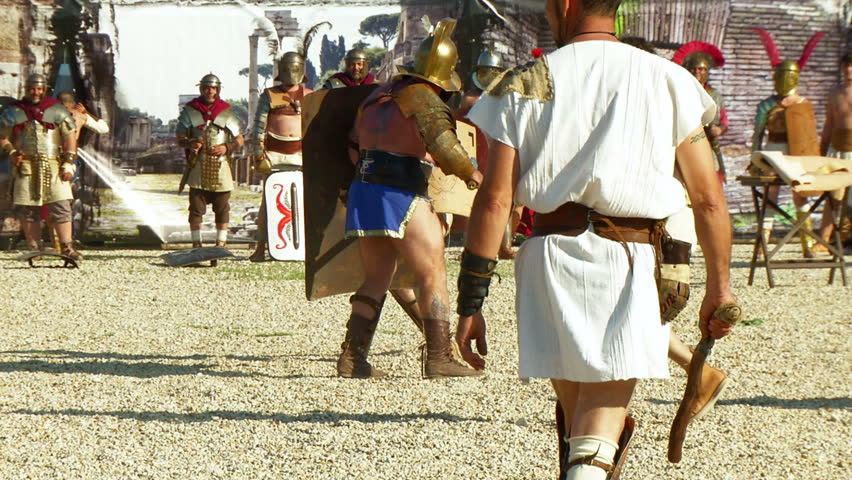 ROME - APRIL 21: Roman Gladiators Against Prisoners And Slaves During ...