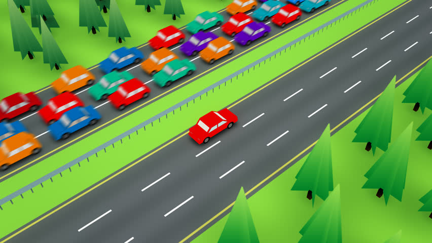 Animation Showing Building All The Elements Of A Scene Of A Car Driving ...