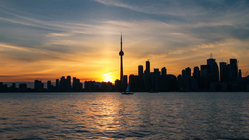 Toronto Skyline and Lake Ontario Stock Footage Video (100% Royalty-free ...