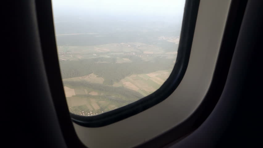 Airplane Window View. Traveling. Transportation. Airborne. Sunset Stock ...