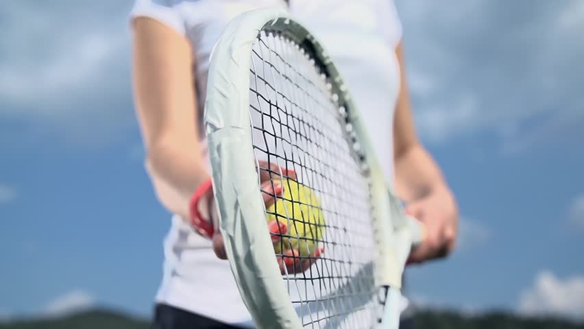 Ball And Racket Tapping In Slow Motion Close Up Stock Footage Video ...