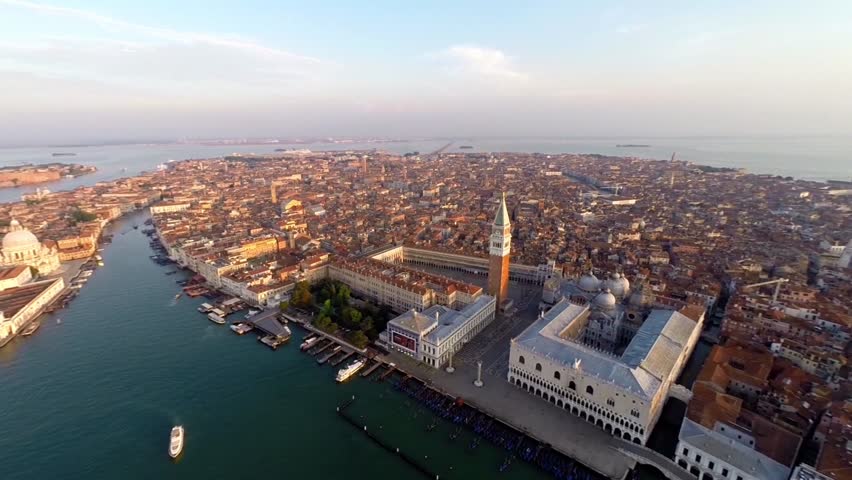 Aerial View Of St Mark's Square And Grand Canal In Venice, Italy Stock ...