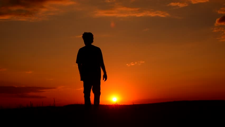 Man With Backpack ,Man's Silhouette At The Sunset ,Man Is Standing ...