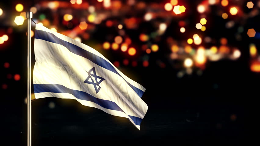 Israel National Flag City Light Stock Footage Video (100% Royalty-free ...