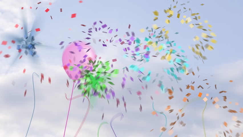 Bright Balloons Popping with Confetti Stock Footage Video (100% Royalty ...