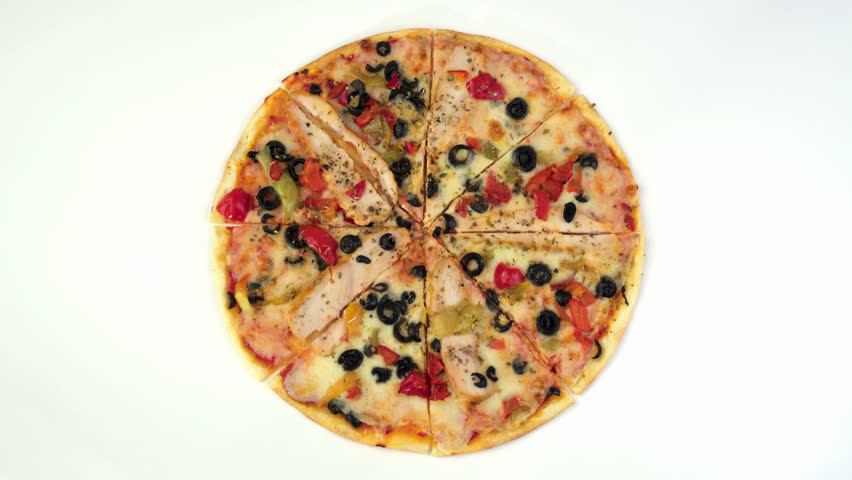 Pizza Cut in Pieces Disappearing Stock Footage Video (100% Royalty-free ...