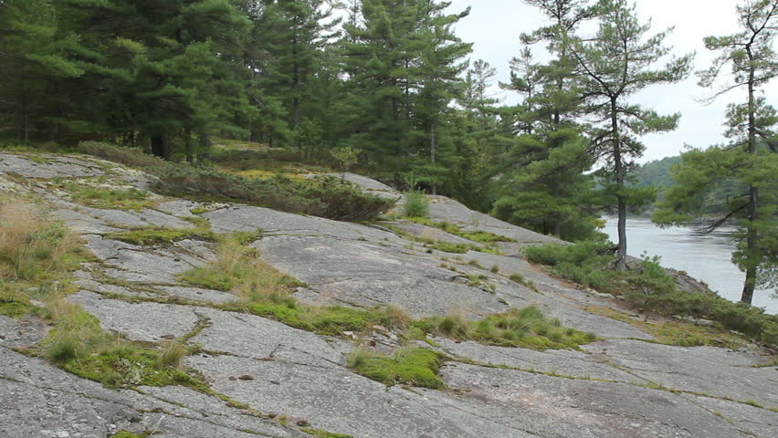 Cliff On Shore Of Canadian River. Ontario, Canada. Cliff On Bank Of The ...
