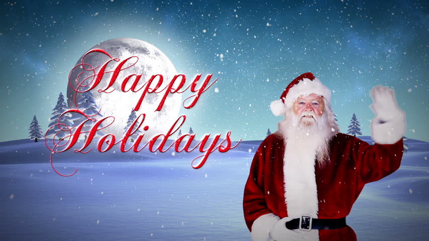 Digital Animation Of Santa Waving At Camera With Feliz Navidad Message ...
