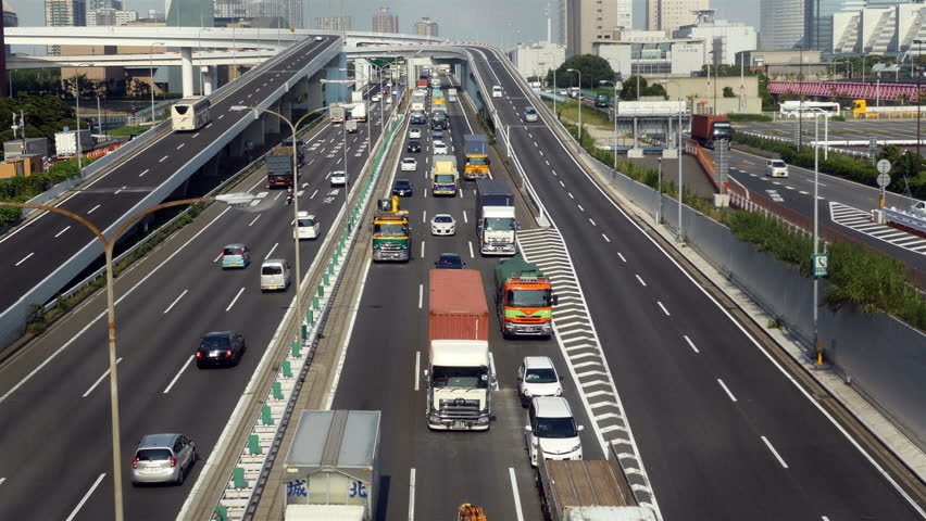 Tokyo Japan - Circa September 2014 Heavy Truck Traffic On Japanese ...