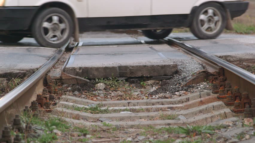 Cars Cross the Tracks at Stock Footage Video (100% Royalty-free ...