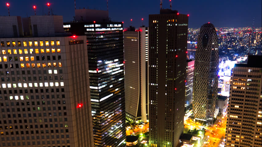 Shinjuku, Tokyo Elevator View Of The Cityscape. Stock Footage Video ...