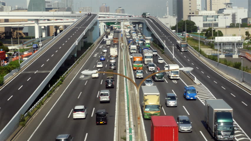 Tokyo Japan - Circa September 2014 Heavy Truck Traffic On Japanese ...